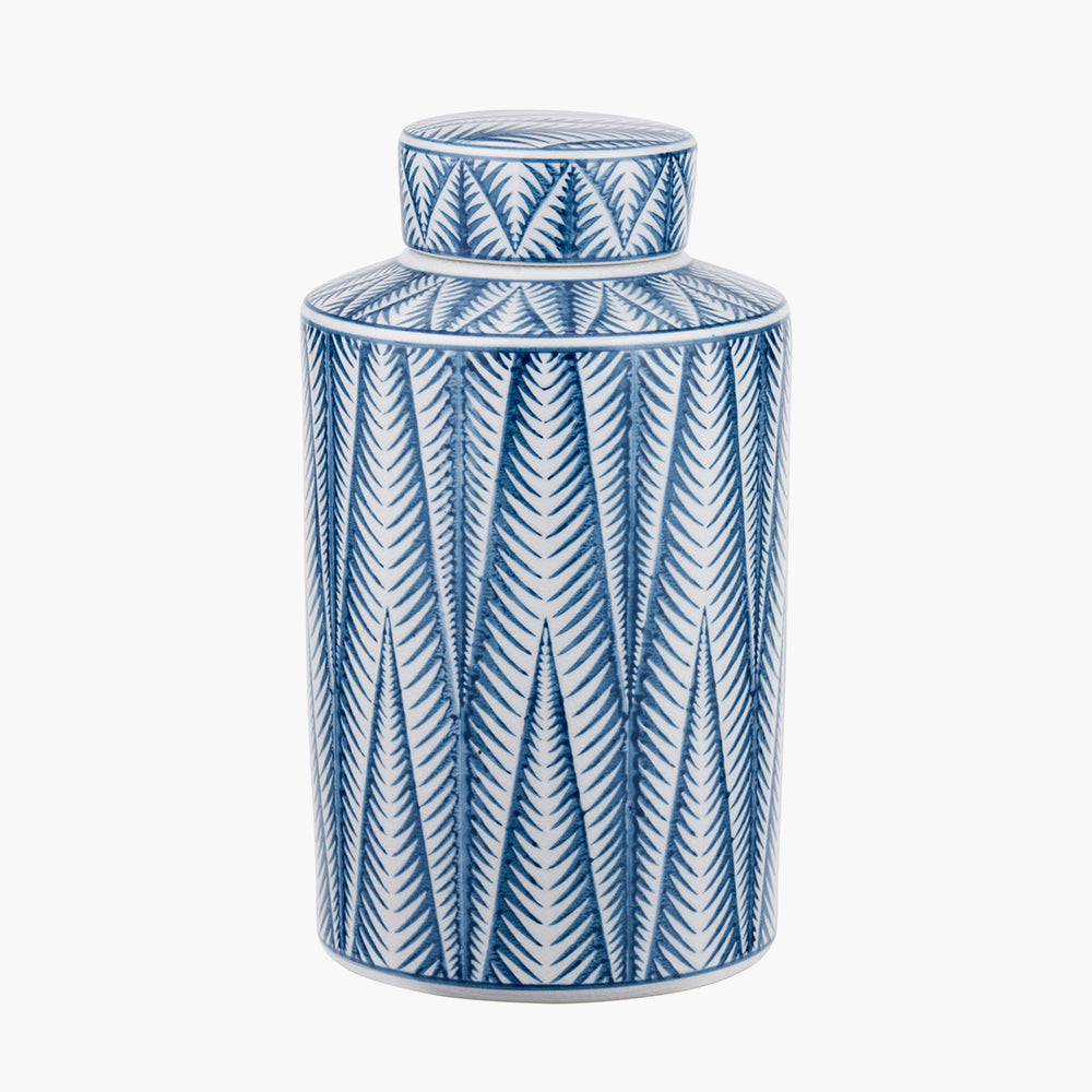 Samara Blue and White Ceramic Aztec Design Lidded Ginger Jar ...