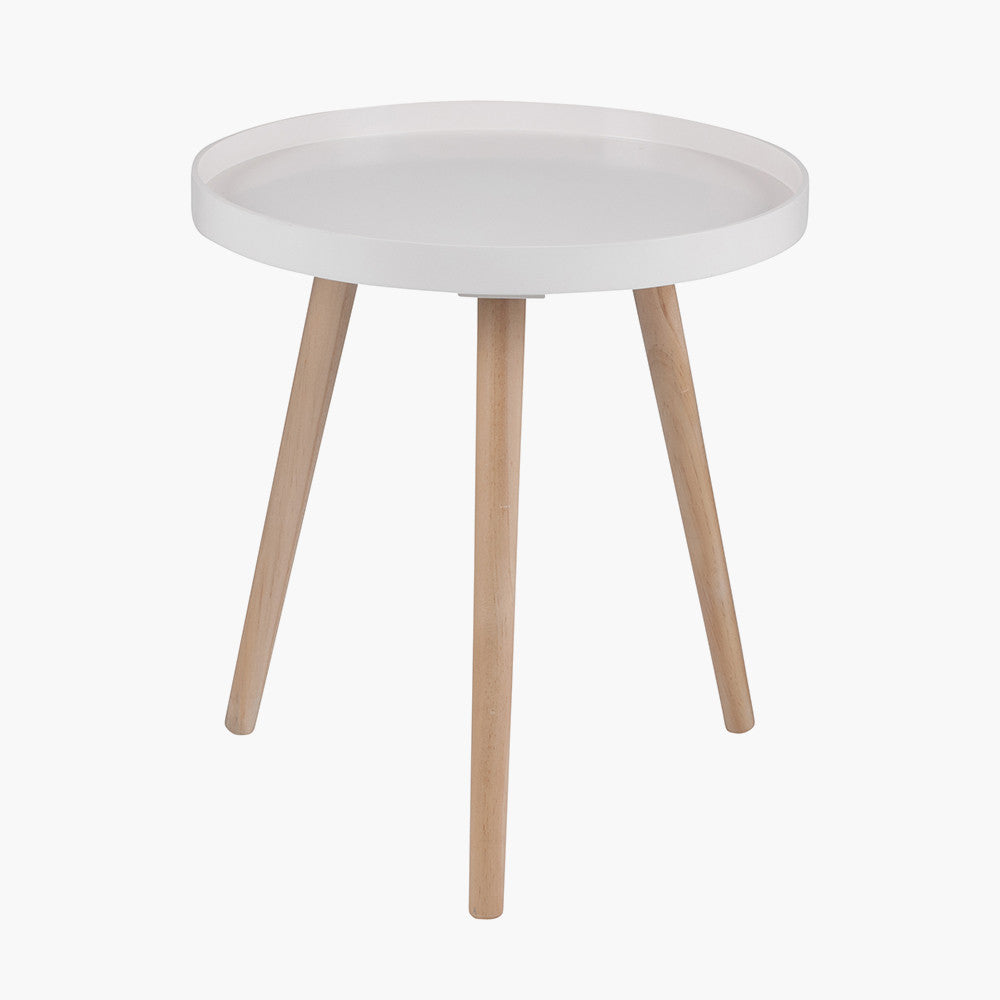 Halston Blush Wood Veneer and Natural Pine Wood Side Table – Furniture Edit