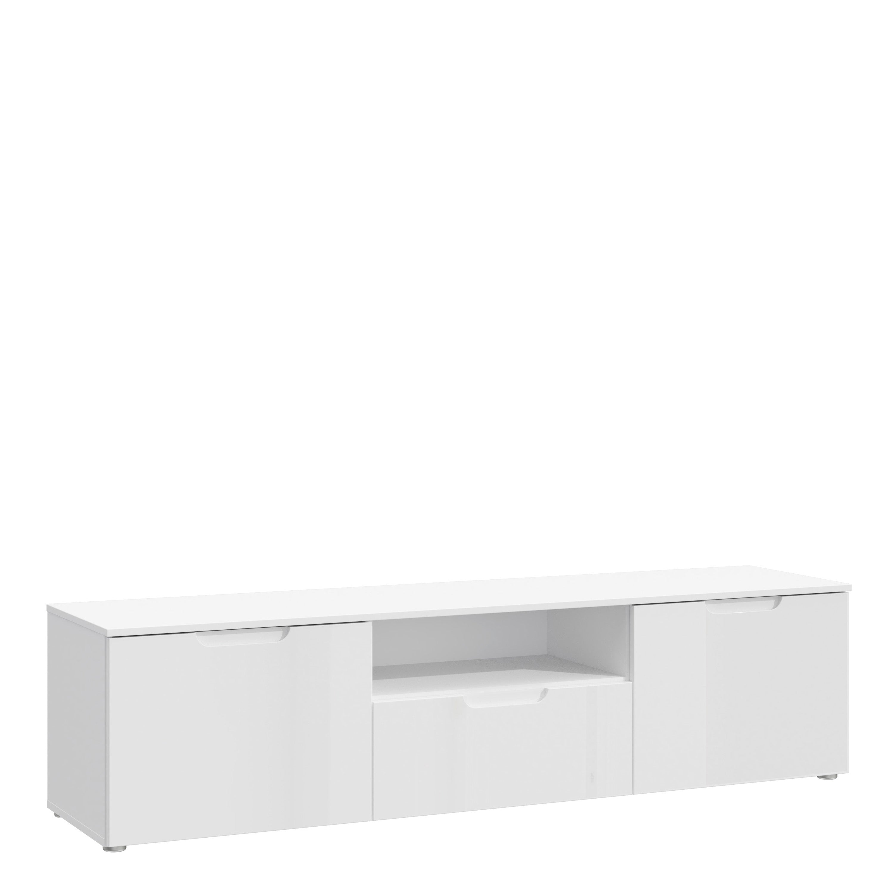 Sienna TV Unit in White/White High Gloss – Furniture Edit