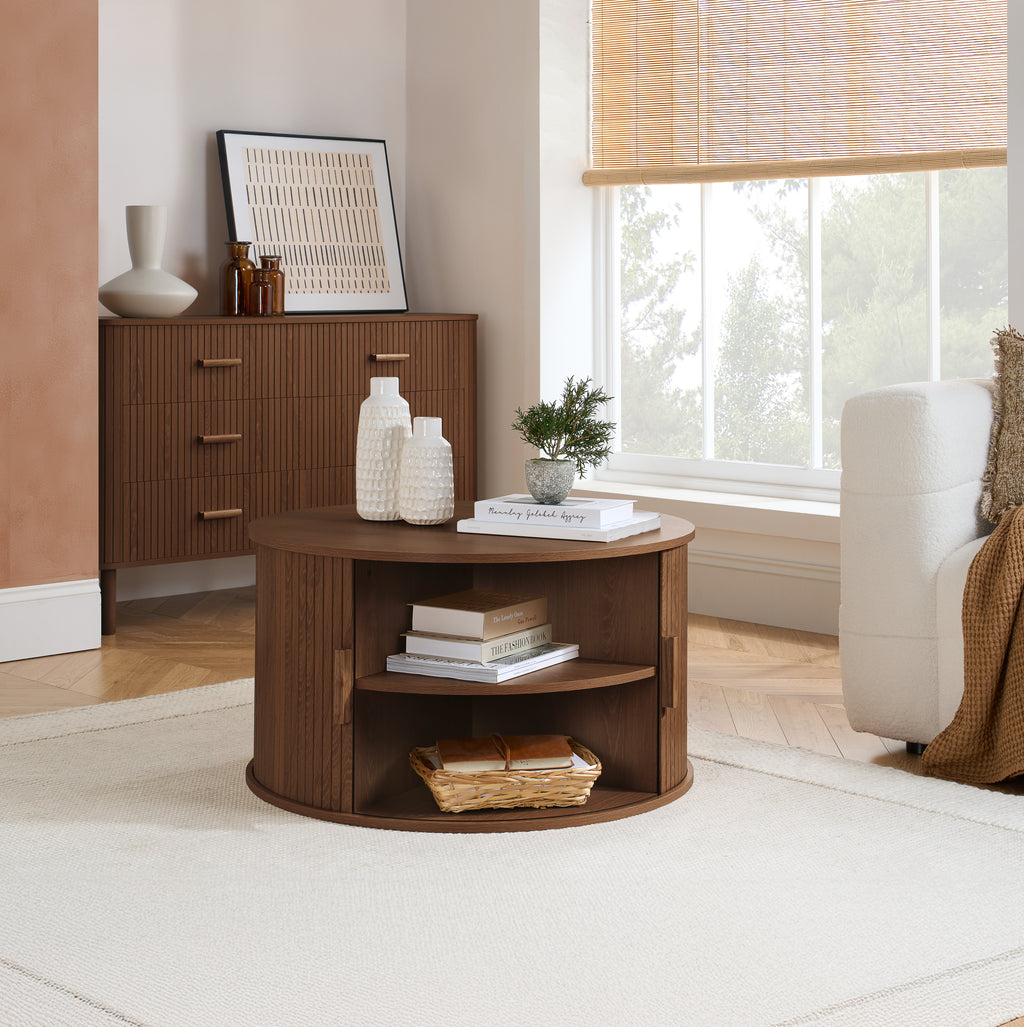 Axel Round Fluted Coffee Table with Storage – Furniture Edit