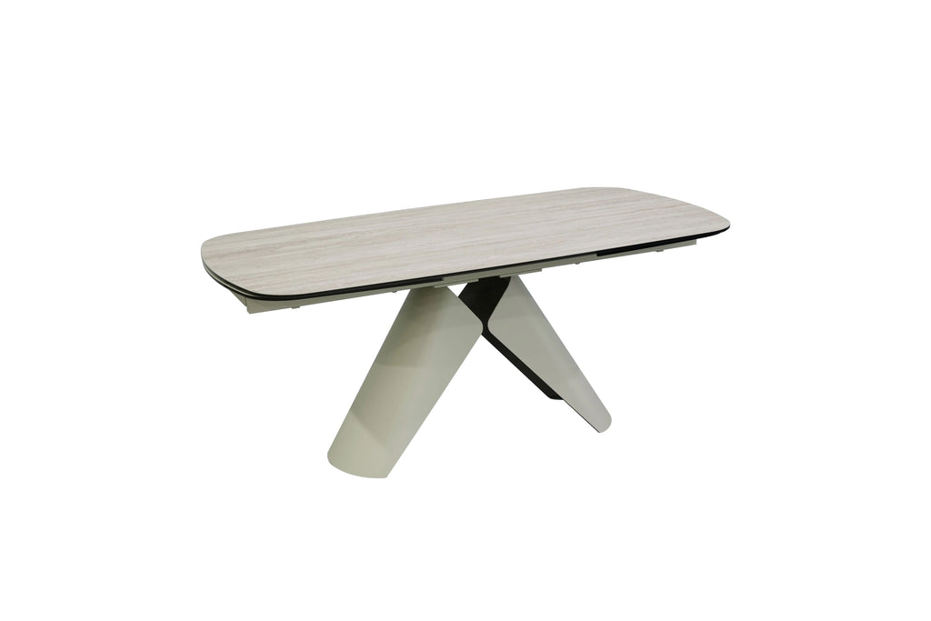 Leoni Extending Dining Table Champagne & Travertine – Furniture Edit