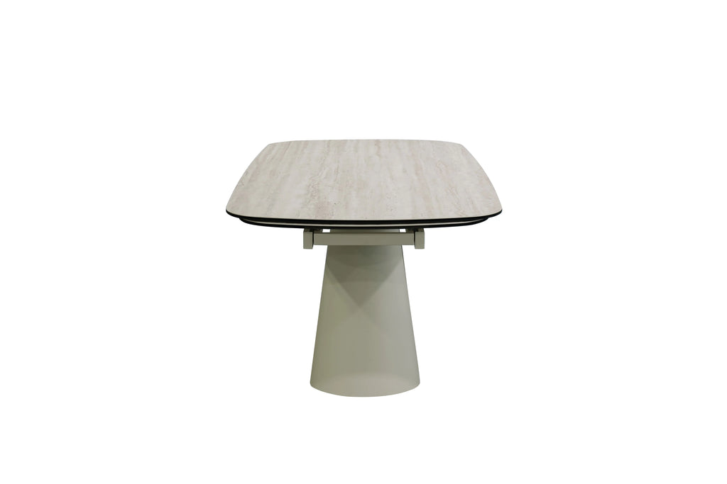 Leoni Extending Dining Table Champagne & Travertine – Furniture Edit