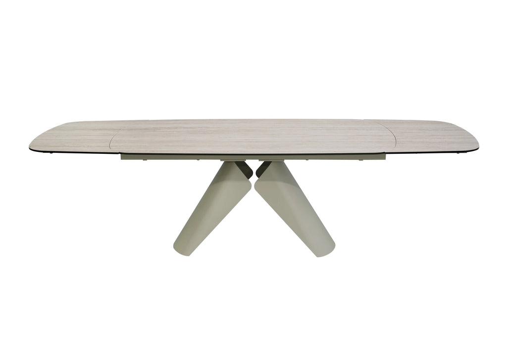 Leoni Extending Dining Table Champagne & Travertine – Furniture Edit